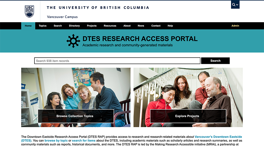 New Downtown Eastside Research Access Portal takes collaborative ...